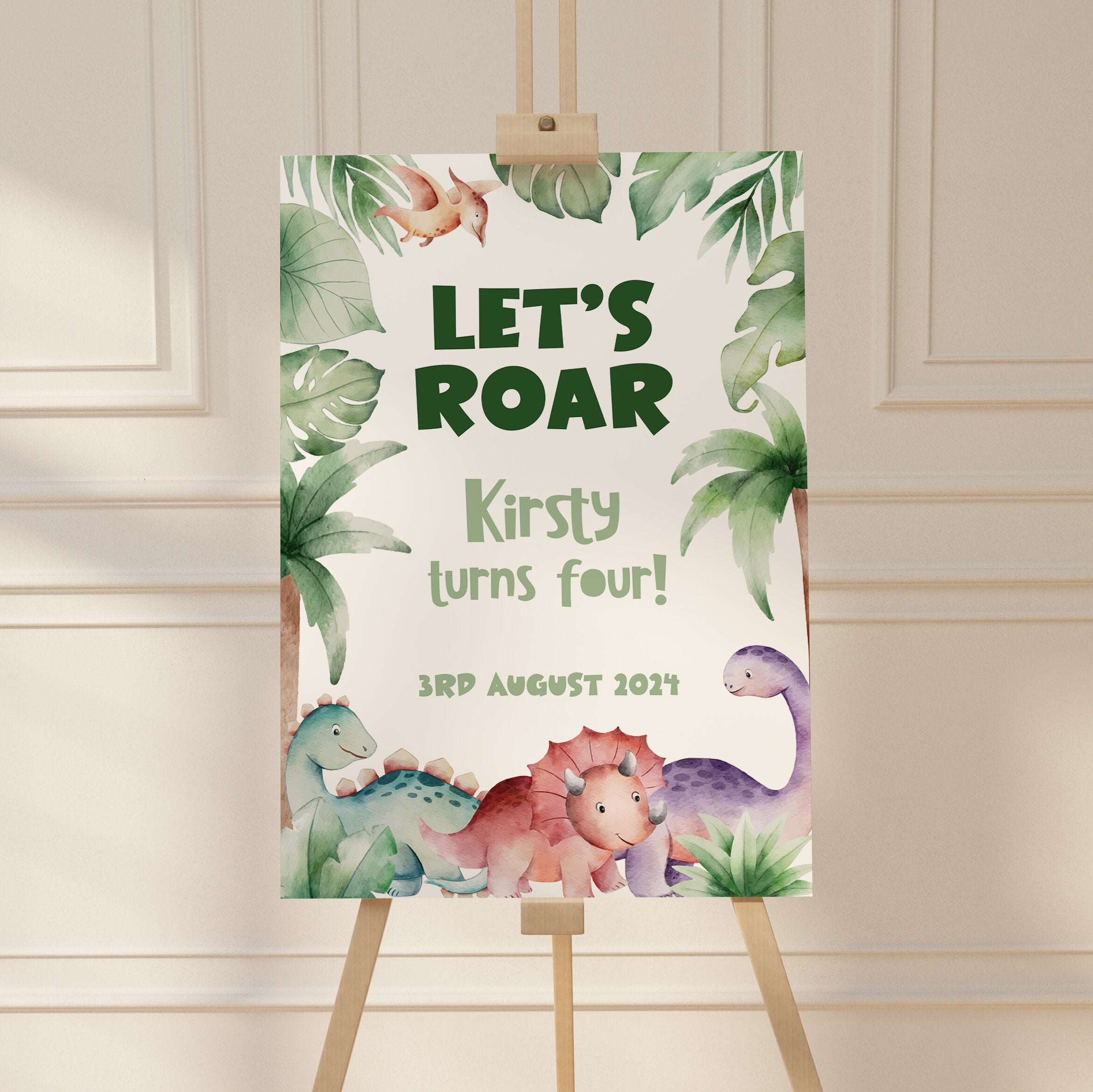 'Let's Roar' Dinosaur Kids Birthday Party Welcome Sign