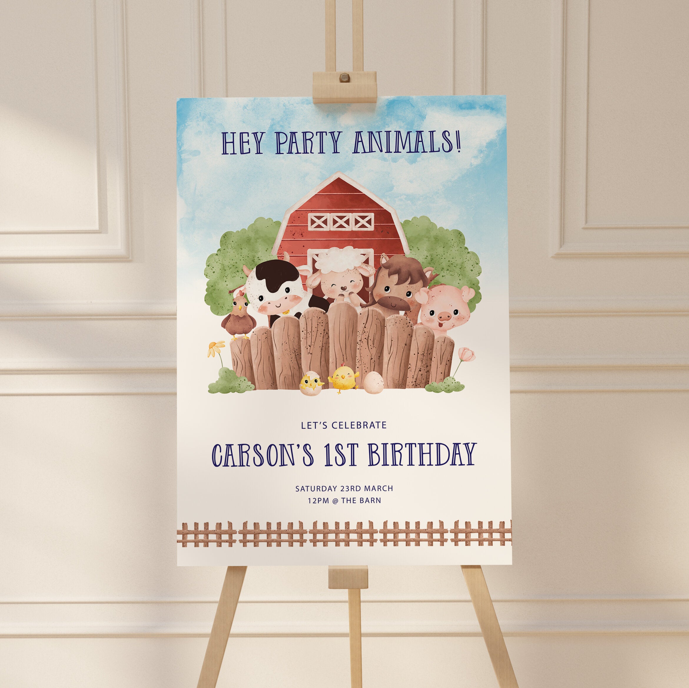 Farm Friends Kids Birthday Party Welcome Sign