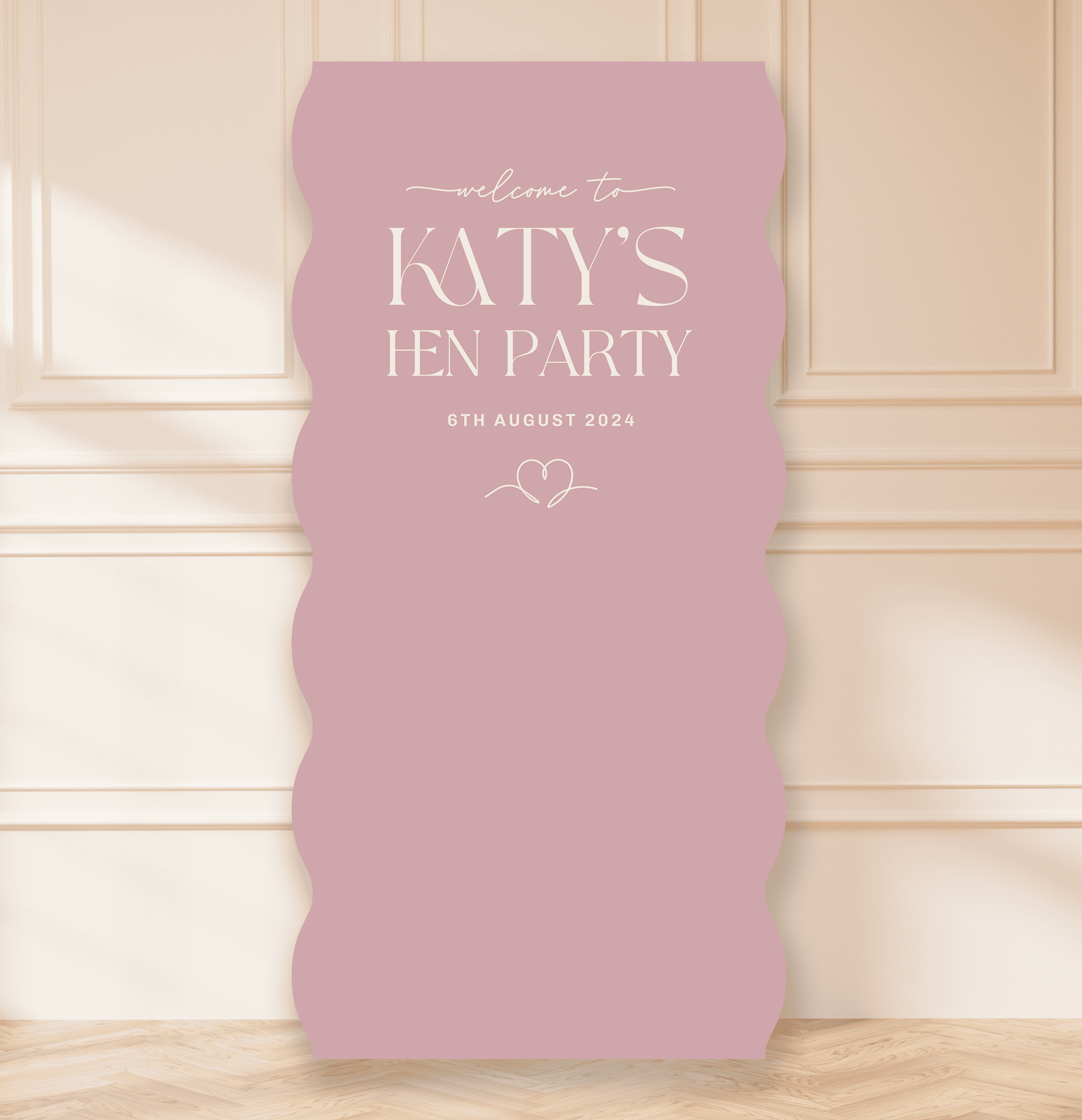 Pink Wavy Hen Party Backdrop