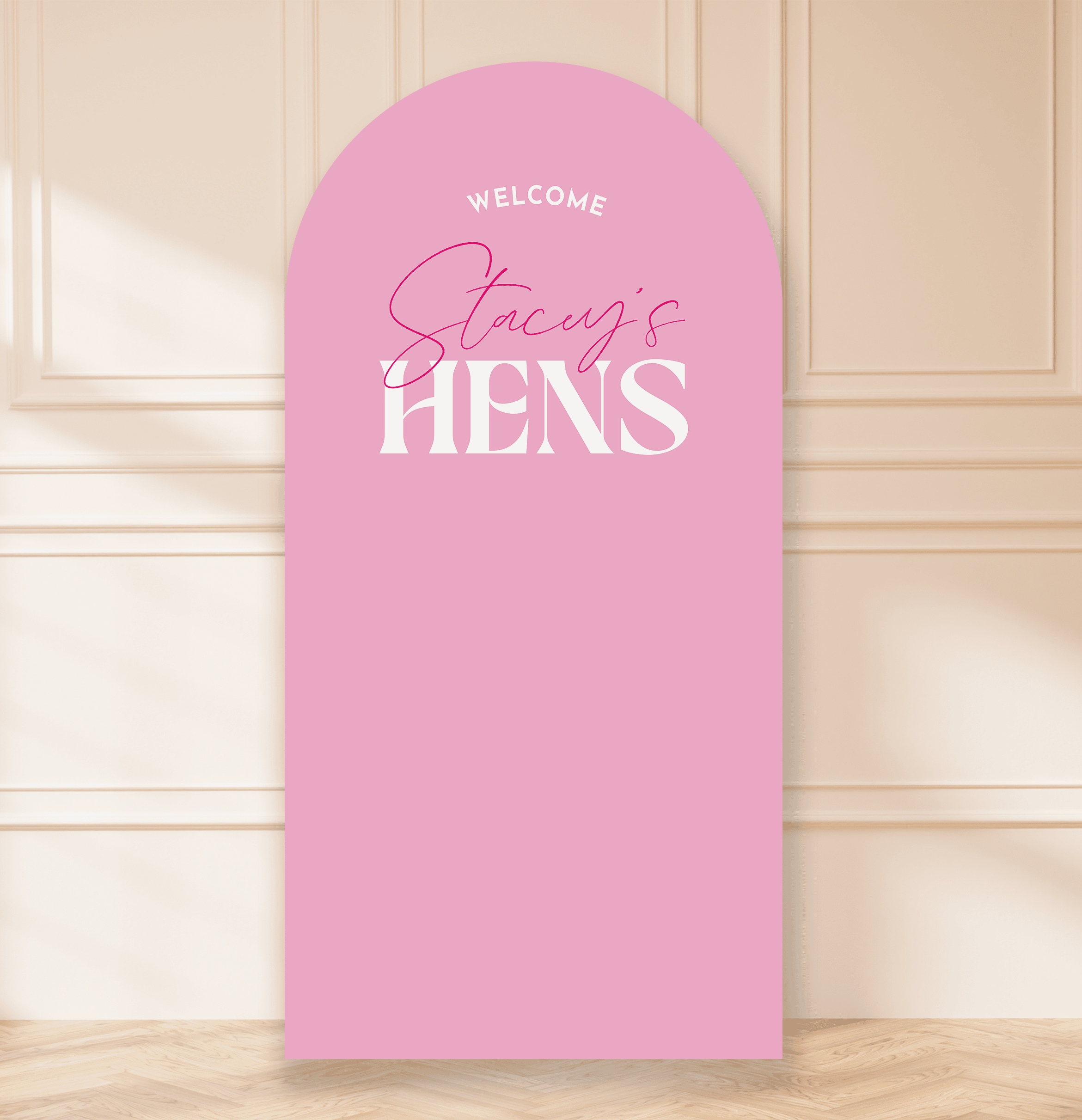 Pink Arch Hen Party Backdrop