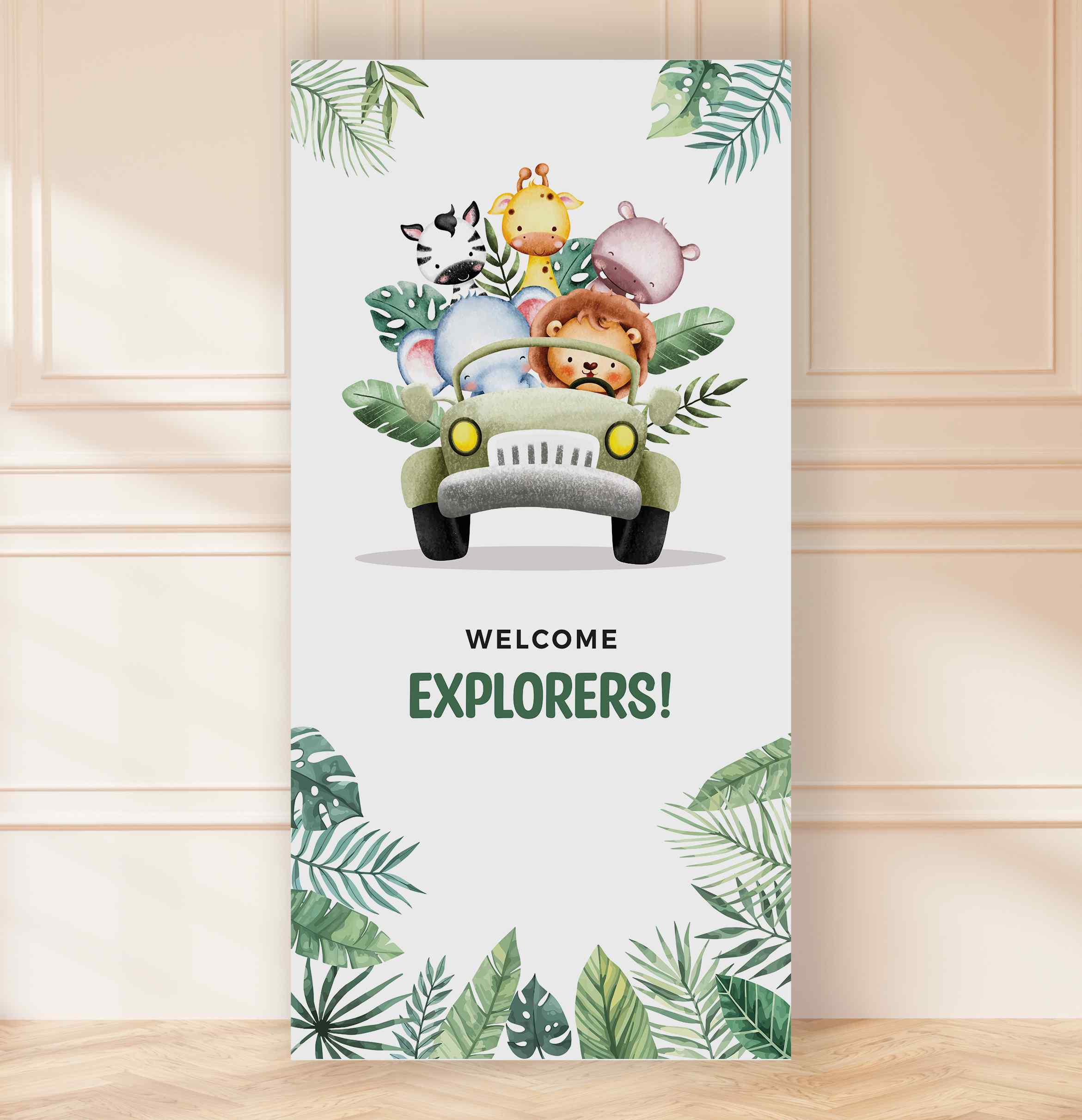 Safari 'Welcome Explorers" Party Backdrop