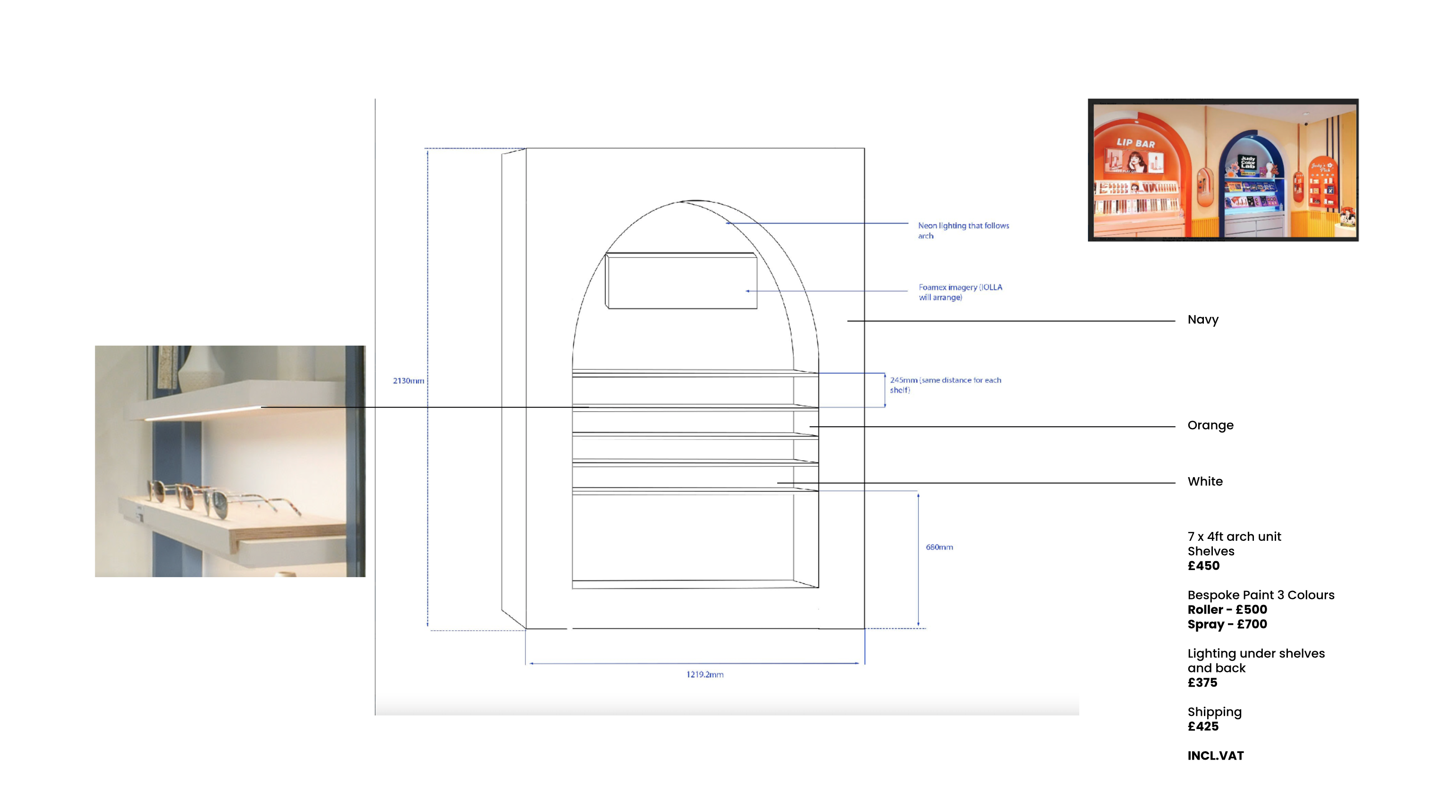 IOLLA Spray Painted 3D Shelving Unit Arch Delivery 20th May