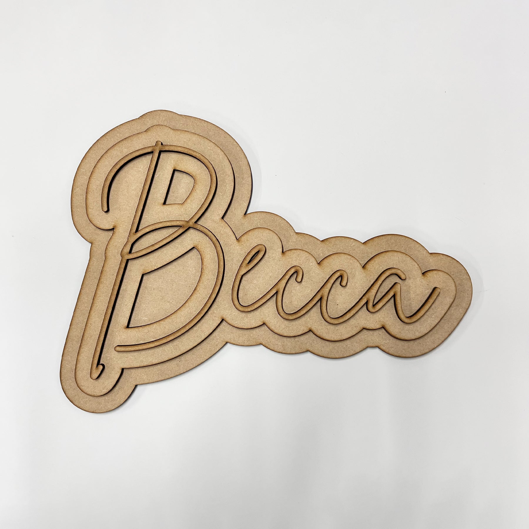 Triple Layer Unpainted MDF Word Sign